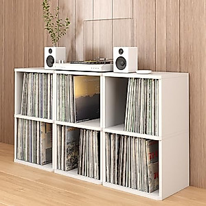 Way Basics Vinyl Record Storage - 2 Tier Book Shelf Turntable Stand (Fits 170 Albums)