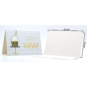 Bangtang happy birthday cards 6 design combinations 12 pieces of of happy birthday cards, happy birthday cake gold foil bulk birthday card combination (with self-adhesive envelope).