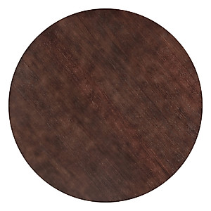 Merax 5-Piece Round Dining Table Set with Special-Shaped Legs and an Exquisitely Designed Hollow Chairs Back, Antique Blue/Dark Brown