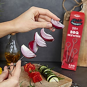 BBQ Skewers for Grilling: 20 Metal Skewers for Grilling – 9in Stainless Steel Skewers for Grilling – Grill Skewers Barbecue – OVERGRILL Grilling Set