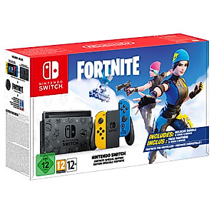Nintendo Switch Fort nite Wildcat Edition with Yellow and Blue Joy-Con - 6.2" Touchscreen LCD Display, 32GB Internal Storage, 802.11AC WiFi, Bluetooth 4.1, Type-C - 7-in-1 Carrying Case