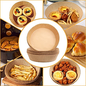 Air Fryer Disposable Paper Liner- 100 Pcs Non Stick Parchment Paper Liner for Air Fryer - Lodgisity Water Proof,Oil-Proof Liners for Baking, Roasting And Microwave (6.3 in x 1.7 in)