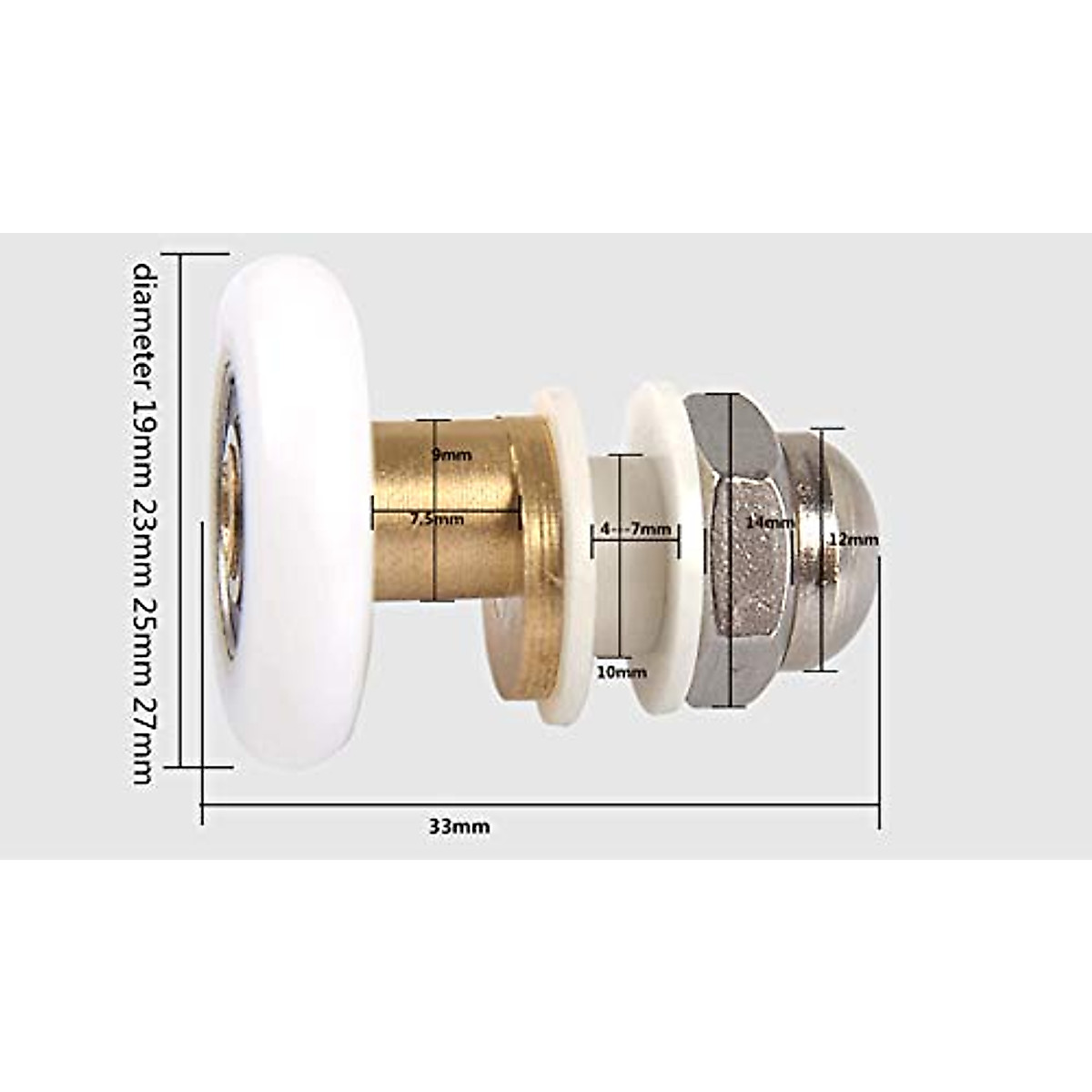 Bioristar Sliding Door Pulleys Glass Bearing Rollers Shower Door Rollers Replacement Sliding Door Rollers Shower Door Hardware Installation Kit (Diameter 27 mm)