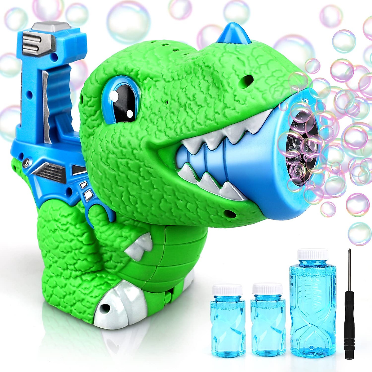 TOY Life Dinosaur Bubble Gun for Toddlers with 3 Bubble Refill Solutions, Bubble Machine for Kids Ages 4-8, Bubble Kids Leaf Blower, Bubble Blaster Gun, Bubble Maker, Easter Bubble Gift for Kids