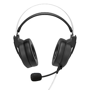 Snakebyte HeadSet 5 Pro Gaming Headset for PC, PS4, PS5 Controller with Removable Microphone, In-Line Volume Control, Adjustable Elastic Headband and 1.5m Cable, 3.5mm Jack - White Headband