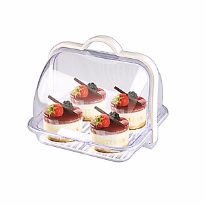 MineDecor 3-in-1 Acrylic Cake Carrier with Stand and Lids 2 Layer Cake Plate with Dome Cover Clear Cake Holder for Cupcakes Chips Fruits Vegetable Salads Bowl