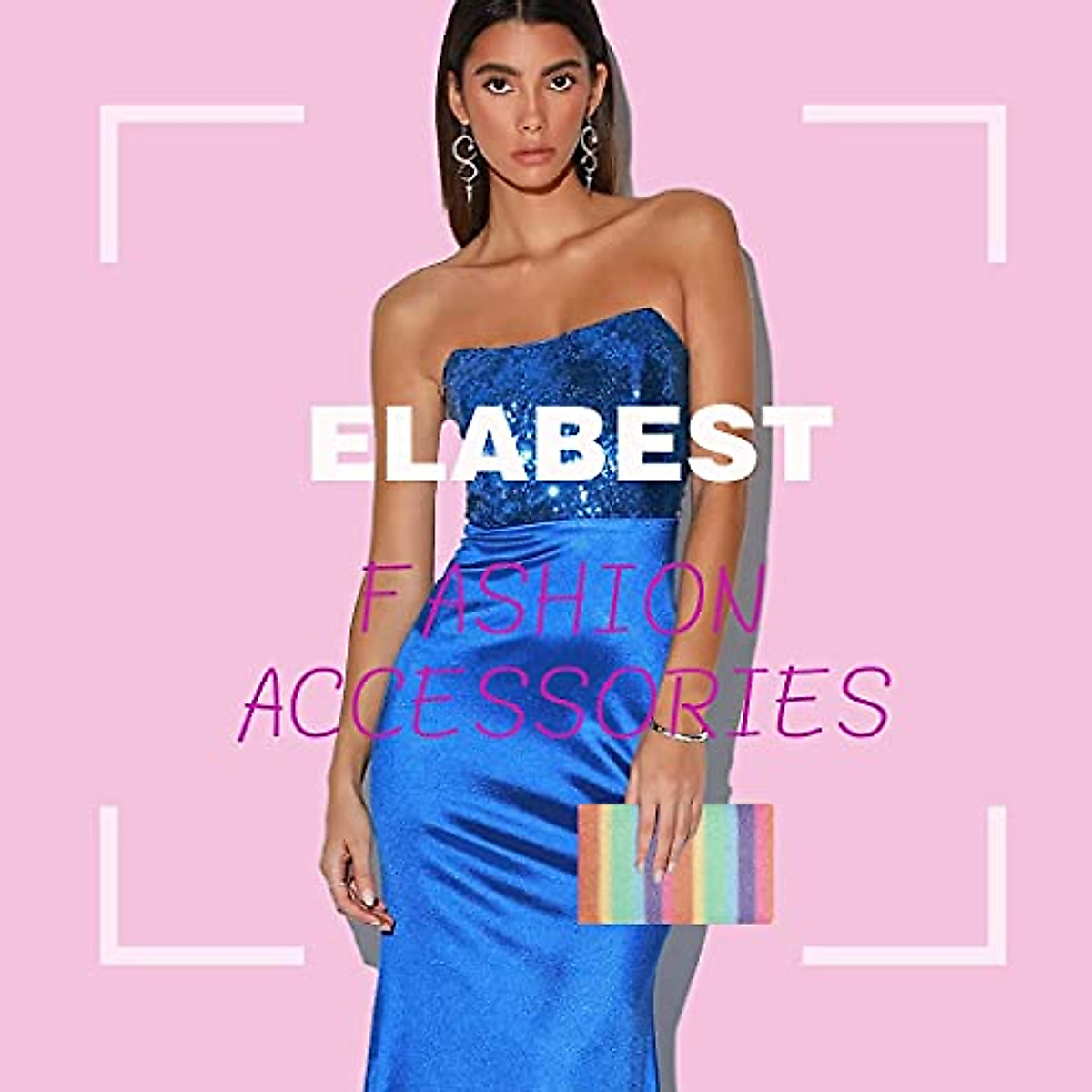 ELABEST Rainbow Evening Clutch Bag Chic Handbag Money Purses Sparkly Sequin Crossbody Shoulder Cocktail Party Bags (Colorful)