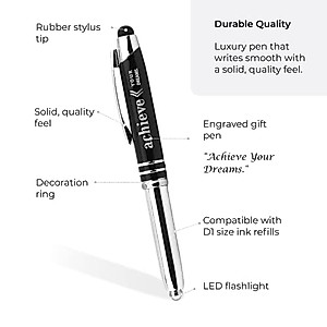 Inkstone Achieve Your Dreams Engraved Gift Pen with LED Light and Stylus Tip Inspirational Achievement Encouragement Business Gift
