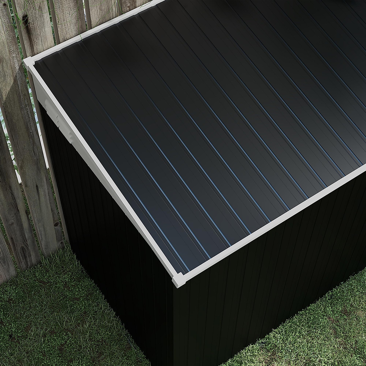 Outsunny 4' x 7.7' Metal Outdoor Storage Shed, Lean to Storage Shed, Garden Tool Storage House with Lockable Door and 2 Air Vents for Backyard, Patio, Lawn, Dark Gray