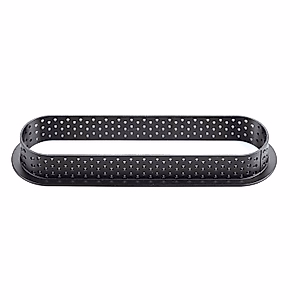 Silikomart "Kit Tarte Ring Oblong 146x34" Silicone Mold with 6 Cavities, Each 5.23 Inch x 0.82 Inch x 0.47 Inch High, Plus 6 Heat-Resistant Perforated Plastic Oblong Cutting Rings