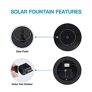 Entcook Solar Fountain Pump for BirdBath,Mini Floating Solar Fountain with 4 Nozzles,1W,Floating Fountain for Ponds,Garden,Fish Tank,Outdoor and Aquarium,No Battery Required(5.3 * 5.3 * 1.5inch)