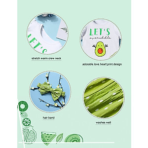 Toddler Girl Clothes 18-24 Months Girl Summer Outfits Baby Girl Clothes Sets with Avocado Ruffle Short Sleeve Top + Green Shorts Pants + Bow Hairband 3Pcs Set