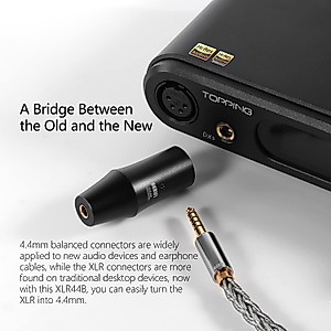DD ddHiFi XLR44B (2022) XLR 4pin to 4.4mm Balanced Headphone Jack Adapter, Audio Converter for Earphones/Headphones