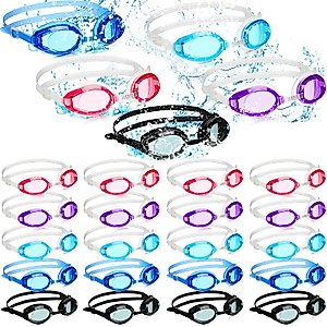 Macarrie 30 Pcs Kids Swim Goggles Bulk Child Swimming Goggles Gifts for Boys Girls Toddler Pool Surfing Diving(Blue, Pink, Purple, Black, Lake Blue)
