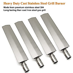 Cast Stainless Steel Grill Burner Replacement(4 PCS), SS304 Heavy Duty Outdoor BBQ Gas Grill Burners, Compatible with CIT CITSS CIT-SS 23301 Aussie Bull Jenn-Air Nexgrill TURBO(5-Year Warranty)