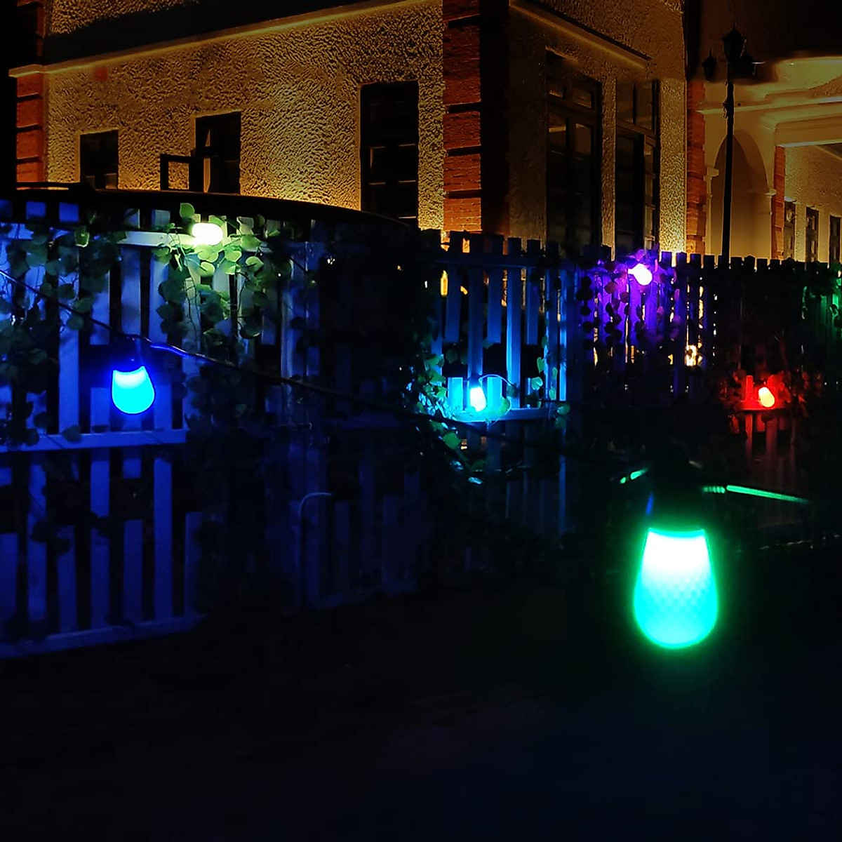 Foruly Smart LED Outdoor String Lights, 48ft RGB Patio Hanging Lights IP65 Waterproof Shatterproof Color Changing String Lights for Backyard Garden Cafe Party Wedding