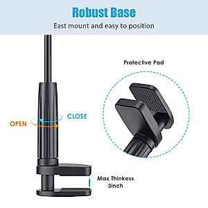 WixGear Tablet Holder Mount, Gooseneck Tablet Holder, Tablet Holder for Table Top, Holder for Bed Couch Stand, Compatible with iPads, Samsung Galaxy Tablets, Amazon Fire HD and More