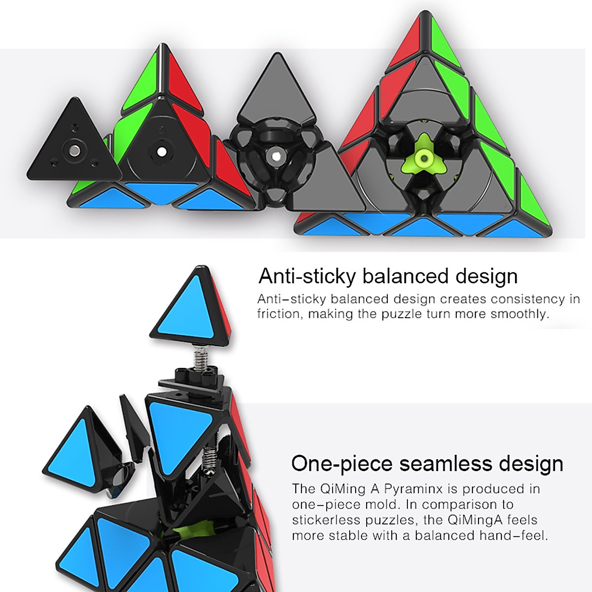 Roxenda Speed Cube Set, Speed Cube Bundle of 2x2 4x4 Megaminx Windmill Cube and Pyramid Cube Smoothly Magic Cubes Collection for Kids & Adults [5 Pack] (Black)