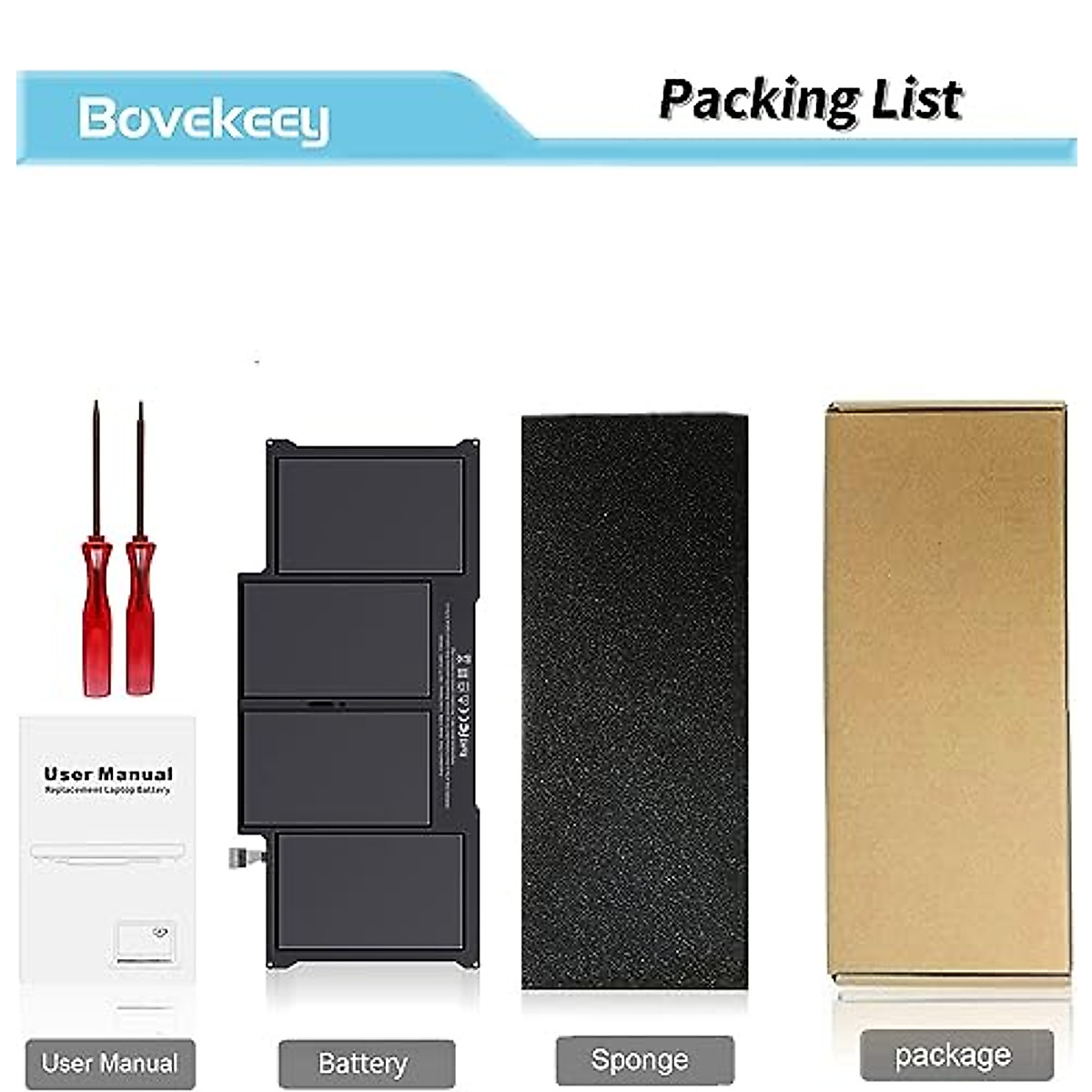 Bovekeey 55Wh A1405 Battery A1369 A1466 A1496 for MacBook Air 13 inch A1369 (2010-2011), A1466(Mid 2012, Mid 2013, Early 2014, Early 2015, 2017), A1496 A1377 [EMC :2925, 2469, 2559, 2392, 2632, 3178]