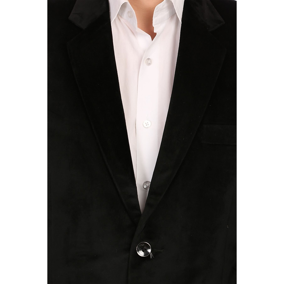 WINTAGE Men's Velvet Two Buttoned Notch Lapel Party Black Coat Blazer
