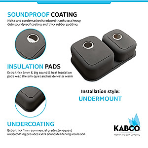 KABCO 32 Inch Big Double Unequal Bowl Stainless Steel Classic Kitchen Sink, Rust Resistant, Sound and Heat Proof 18 Gauge Undermount Sink with Sink Strainers, Sink Grids and rolling up grid