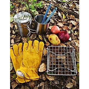 DZRZVD Camping Cups and Mugs Pot 2Pcs -304 Food Grade Stainless Steel - Outdoor Cookware Set with Vented Lid -33oz Big+24oz Small for Backpacking Picnic Hiking