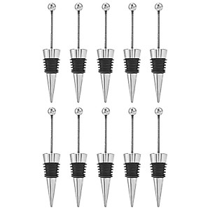 Erpmlyo 10Pcs Gadget Add a Bead Rhinestone Lampwork Decorative Beaded Wine Bottle Stopper Zinc Alloy Silver Beadable Bottle Sto