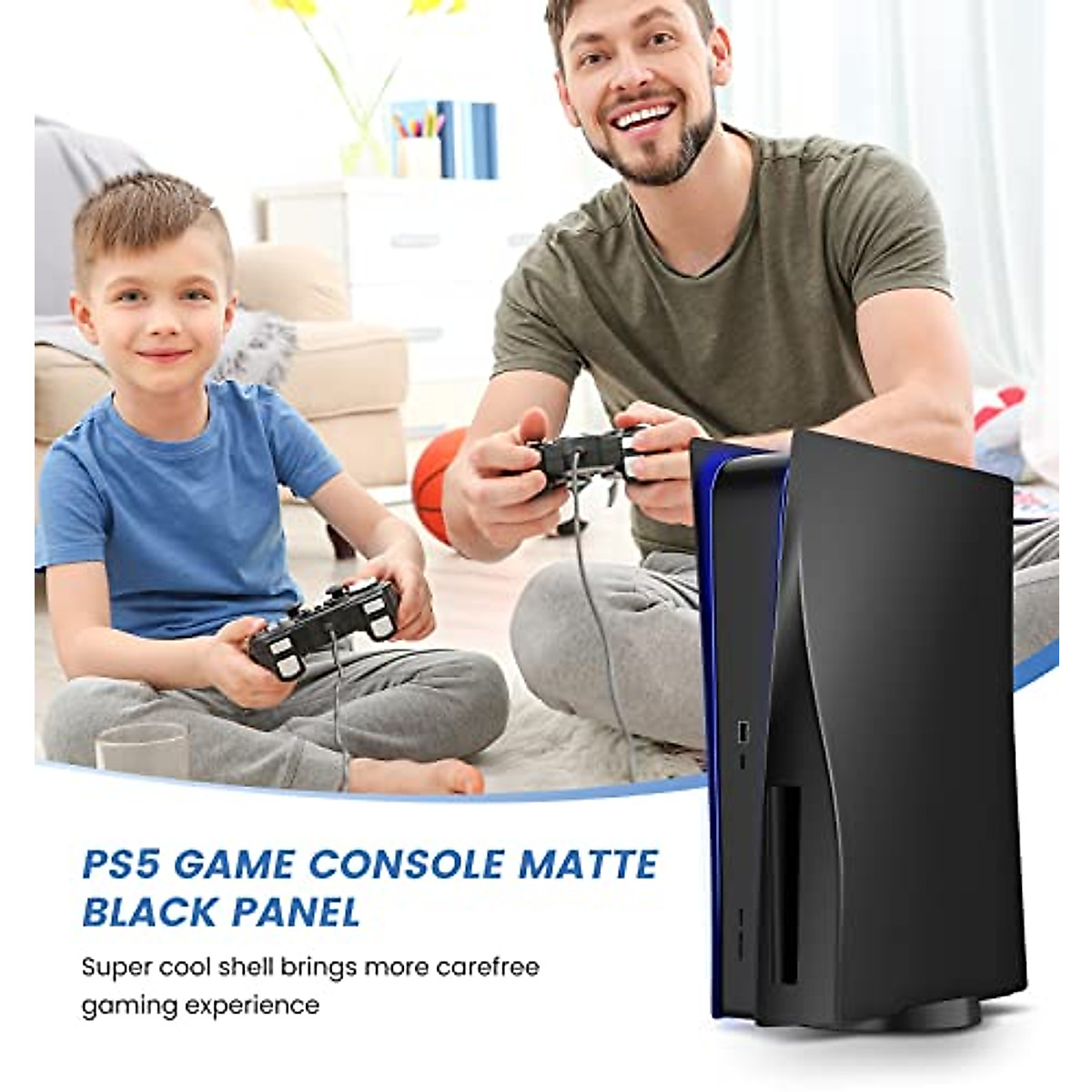 Black PS5 Faceplate Case Cover Customized PS5 Plate for Disc Playstation 5 Console Hard Shell Skin Replacement Cover Plates Matt Black Side Plate for Playstation 5