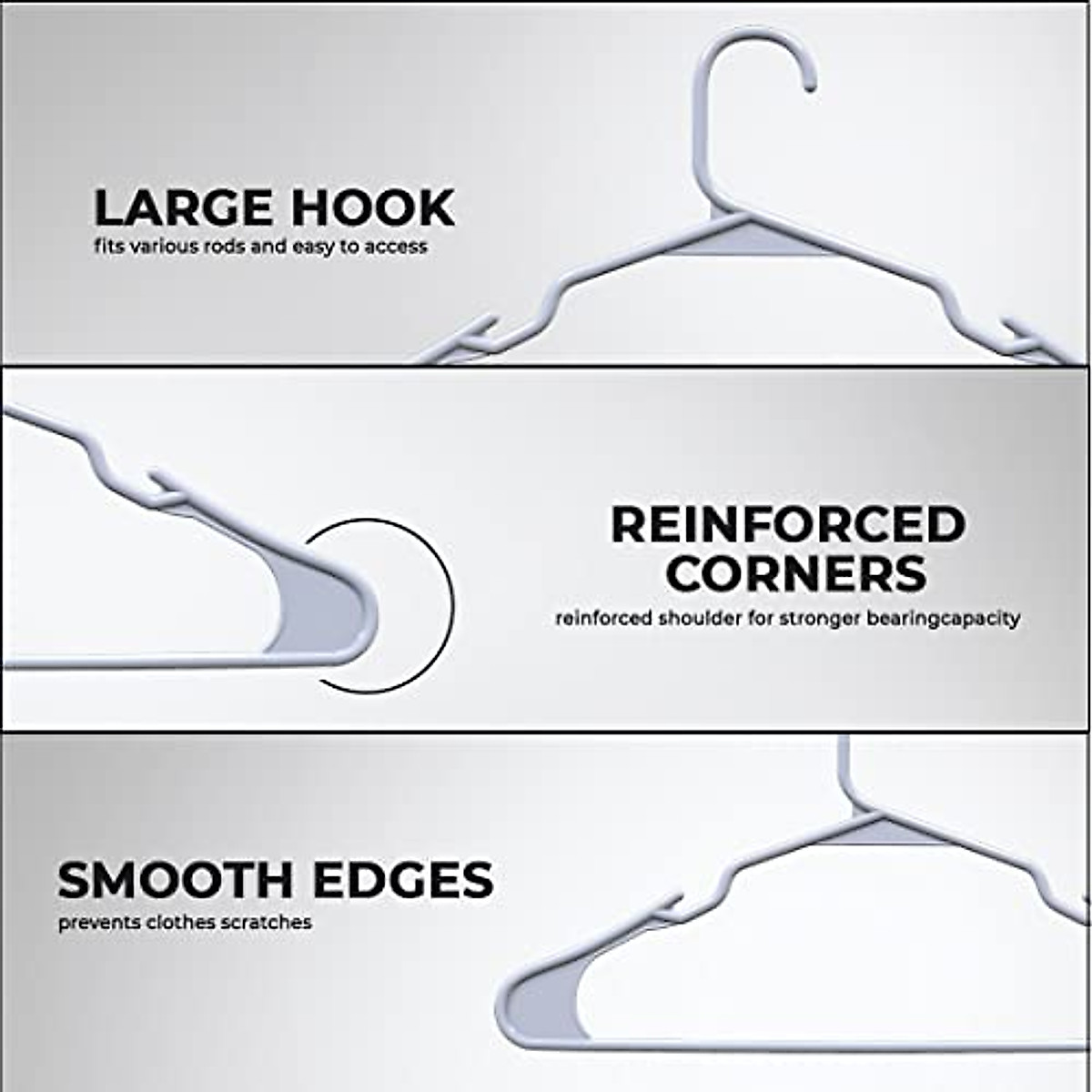 Plastic Hangers 50 Pack Heavy Duty Clothes Hangers - Streamline Your Closet with Durable,Flexible, Non-Slip, Space-Saving Design for Shirts, Pants, Dresses, and More
