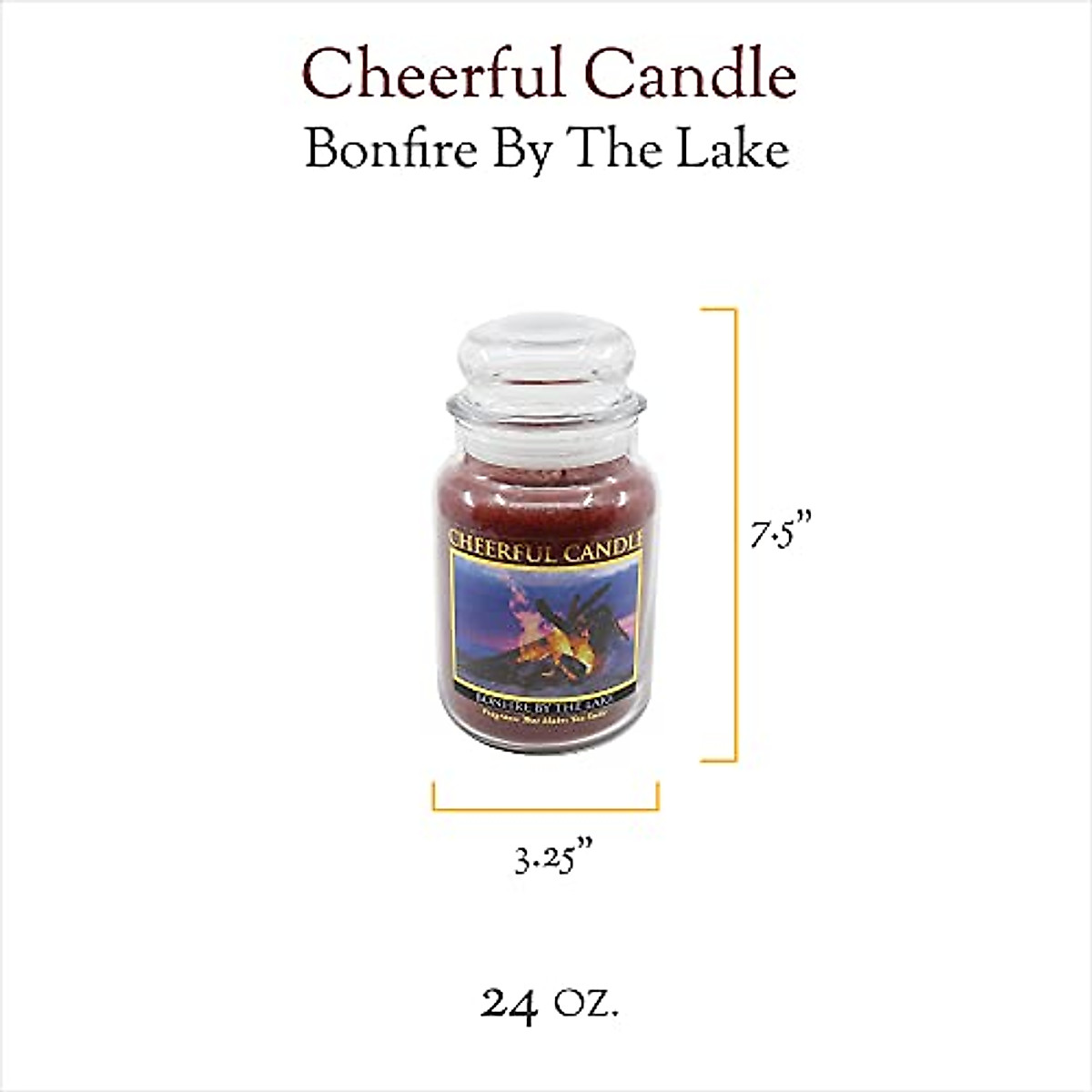 A Cheerful Giver - Bonfire By The Lake Scented Glass Jar Candle (24 oz) with Lid & True to Life Fragrance Made in USA