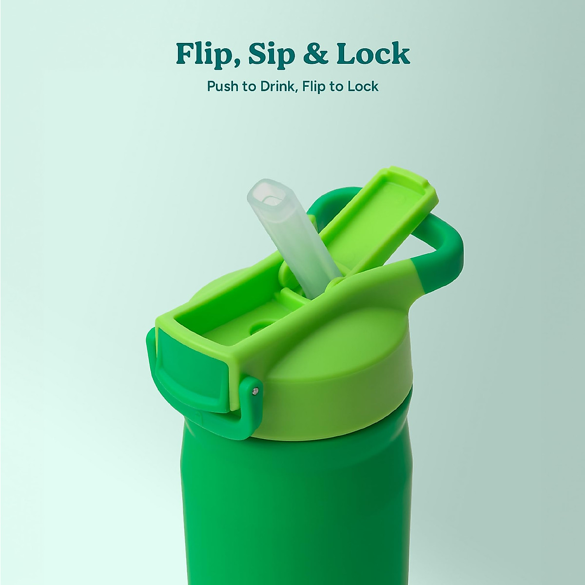 REDUCE 14 oz Hydrate Pro Stainless Steel Insulated Water Bottle - Flip Top Leak-Proof Lid, Dishwasher Safe, BPA-Free, Dual Wall Vacuum, Keeps Drinks Cold for 48 Hrs, Cup Holder Friendly - Clover Green