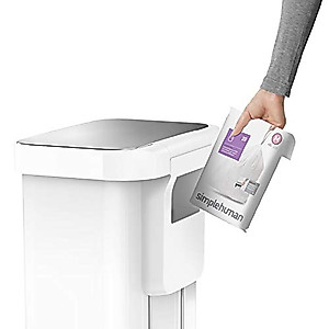 simplehuman Kitchen Trash Can with Lid, Touchless Waste Bin, Large 45 Liter, Rectangular, White Stainless Steel