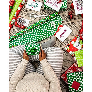 American Greetings Christmas Reversible Wrapping Paper Bundle, Polka Dots, Trees, Snowmen and Snowflakes (4 Rolls, 120 sq. ft.)