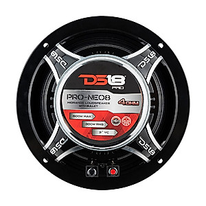DS18 PRO-NEO8 Loudspeaker - 8", Midrange, Heavy Duty Aluminum Basket, 600W Max, 300W RMS, 4 Ohms, Neodymium Magnet - The Most Elegant Neodymium Full Range Loudspeakers Available