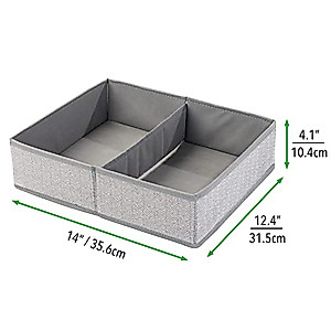 mDesign Fabric Drawer Organizer Bin Dividers for Kids/Baby Nursery Dresser, Closet, Organization - Bins Hold Clothes, Diapers, Cream, Toy, Blankets - 3 Pack, Gray Herringbone