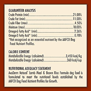 AvoDerm Natural Lamb Meal & Brown Rice Recipe Dry Dog Food, For Allergy Support, 26 lb