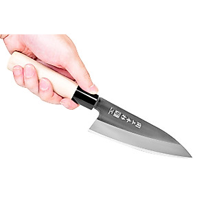 Seki Japan Japanese Seki SANBONSUGI Sushi Chef Knife, 420J2 Stainless Steel Sashimi Deba Knife, Wood Handle, 150 mm (5.9 in)