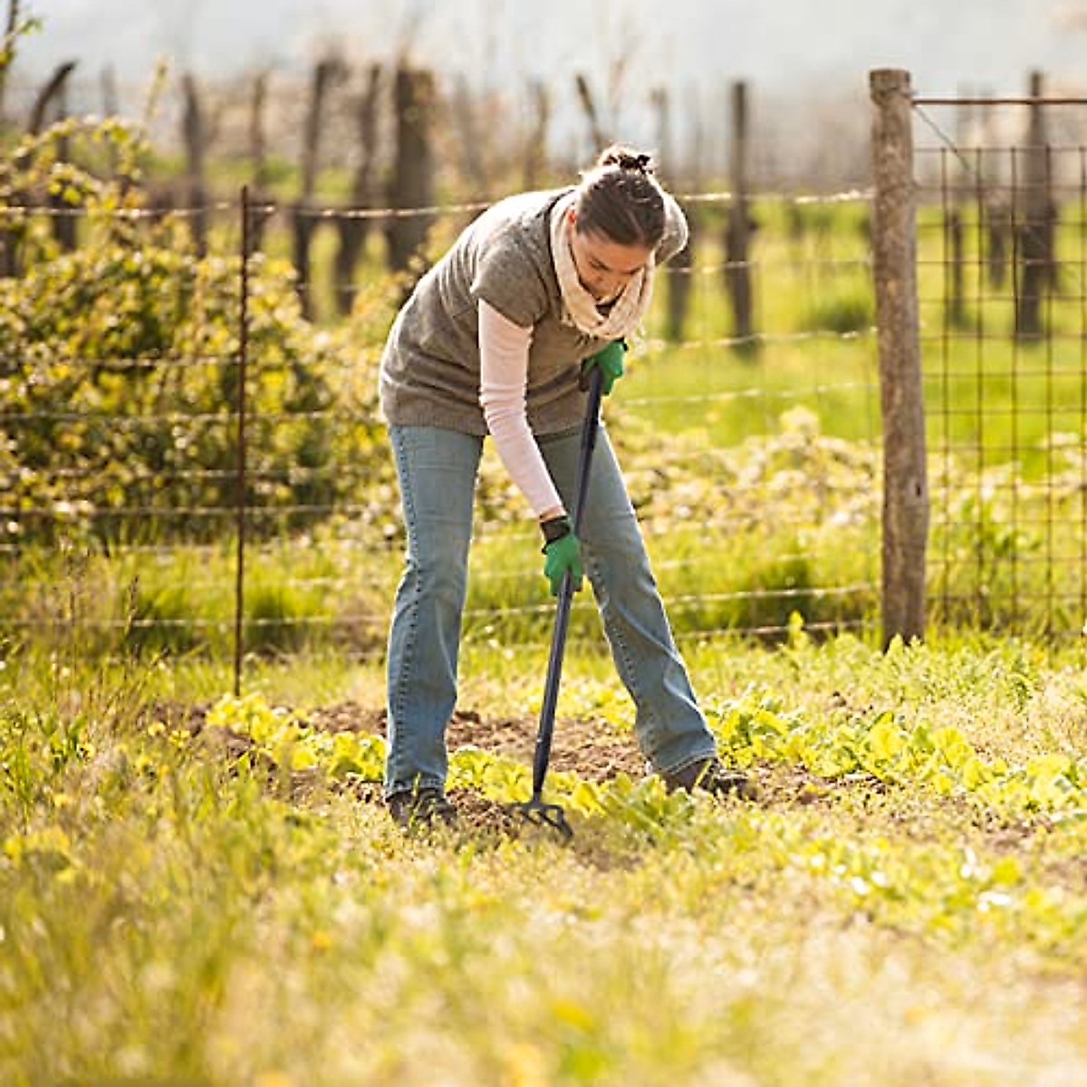 BsBsBest Hoe Garden Tools, Gardening Tools for Weeding, Stirrup Hoe Long Handle for Yard Weed Puller, Scuffle Hula Adjustable Weeding Loop Hoe for Lawn, Vegetable, Soil, Planting 37-62 Inch, Black
