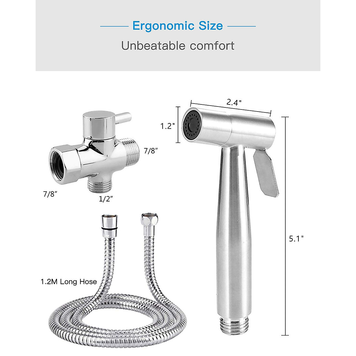 Handheld Bidet Toilet Sprayer Set Premium Brushed Stainless Steel Sprayer for Bidet Attachment Cloth Diaper Sprayer Set,Bathroom Toilet Cleaning…