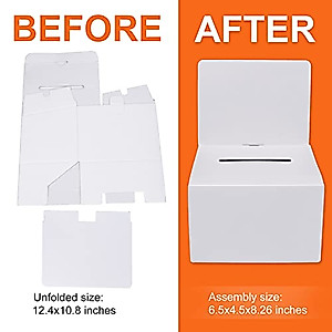GRAWUN suggestion boxes with slot,raffle ticket boxs,raffle donations boxs, suggestion boxes with removable header，for Collecting Card Tickets And Voting Contest (3 Pack，White)