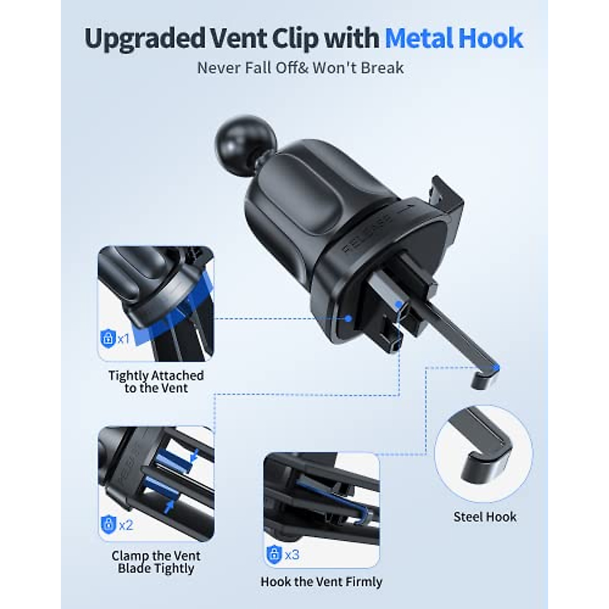 Miracase Upgraded Phone Holder for Car, Universal Hands Free Car Vent Phone Mount,Compatible with All Mobile Phones