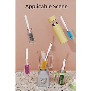 Baby Bottle Brush Bib co. Adjustable Bottle Brush Cleaner, Adjusts Over 10 Different Levels, Removable Brush Head (Yellow), with Free Splash Guard