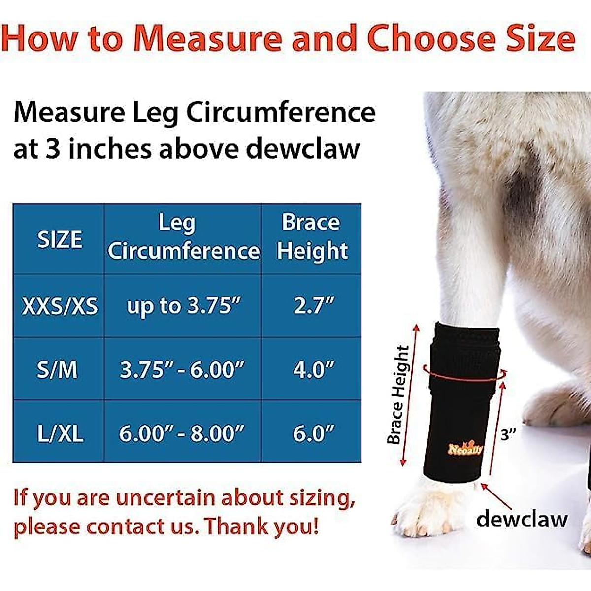 NeoAlly Dog Braces Front Leg Carpal Support Canine Wrist Braces with Safety Reflective Straps for Limping, Joint Pain, Lameness, and Loss of Stability from Arthritis (S/M Pair)