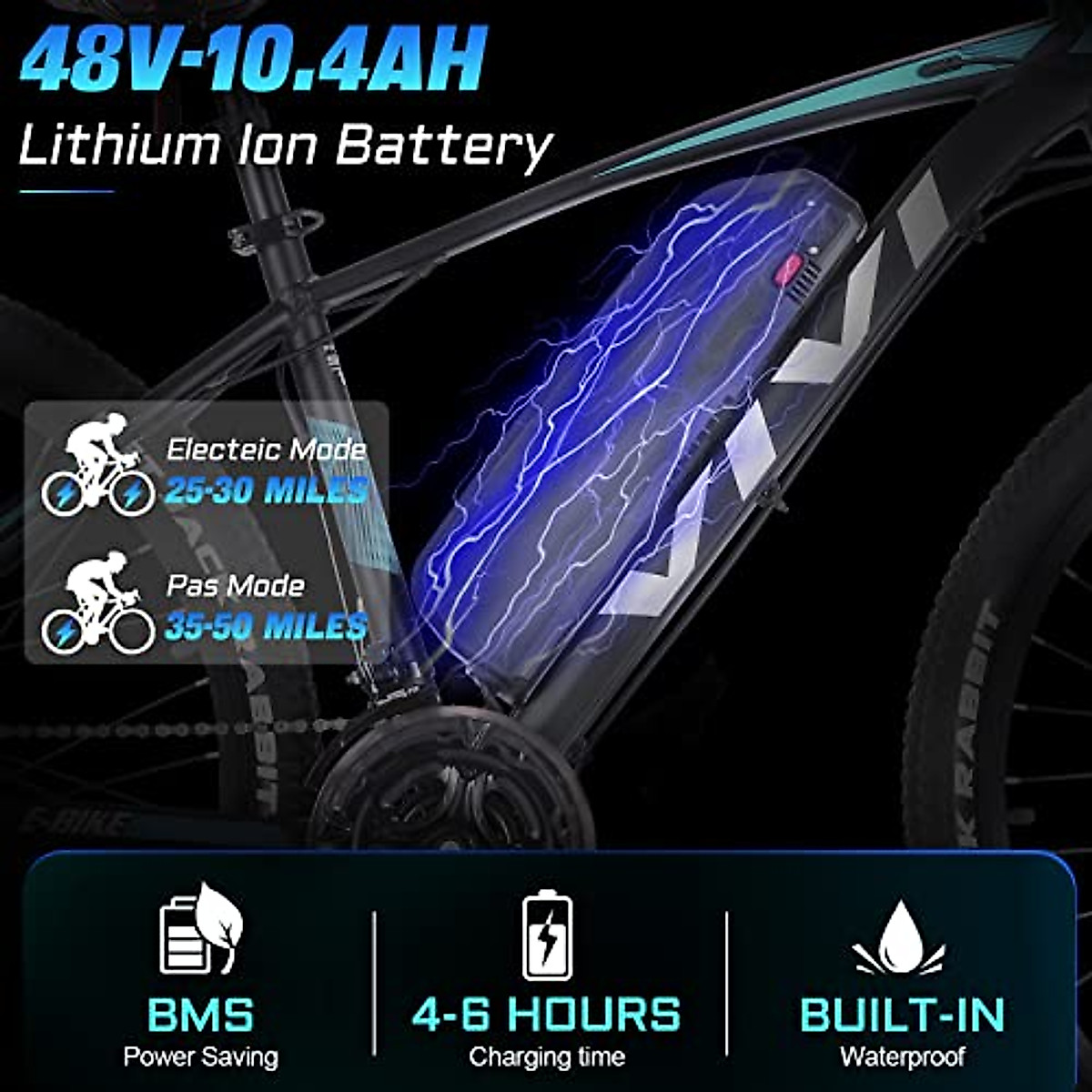 Vivi Electric Bike, 27.5" Electric Mountain Bike for Adults, with 500W Motor 48V 10.4Ah Removable Battery, 20mph - Class 2 eBike, Up to 50 Miles Range, 21 Speed, Suspension Front