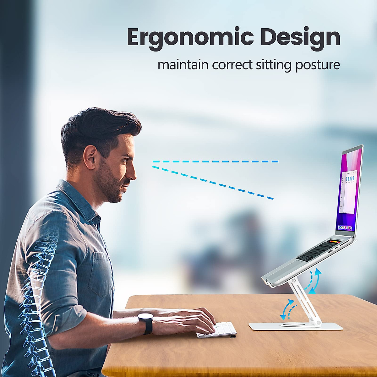 Cloudeck T360 Laptop Stand Anti-Shake with Heavy Swivel Base, Ergonomic Multi-Angle Adjustable Laptop Stand Riser iPad Holder for MacBook Pro/Air, Surface Laptop, Tablet UP to 17 inches