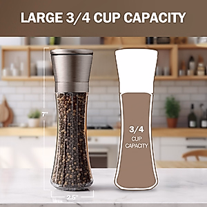 HOME EC Original Gun Metal Bronze Salt and Pepper Grinder Set - Adjustable GM Bronze Salt Grinder & Black Pepper Grinder - Salt and Pepper Shakers set Pepper Mill & Salt Mill