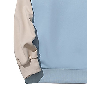 Maiyifu-GJ Men's Color Block Casual Hoodie Pullover Hip Hop Patchwork Hooded Sweatshirt Casual Long Sleeve Hoodies Outwear (Light Blue,X-Large)