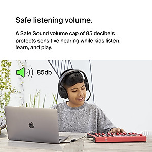 Belkin SoundForm Inspire Wireless Over-Ear Headset for Kids, Online Learning & Travel w/Built-in Microphone, 85dB Safe Volume Limit, 35H Battery - Compatible w/iPhone, iPad, Galaxy & More - Black