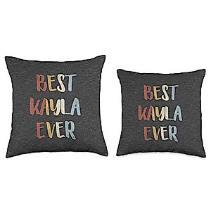 Custom Kayla Gifts & Designs for Girls Best Kayla Ever Retro Vintage Name Gift Dark Heather Gray Throw Pillow, 16x16, Multicolor
