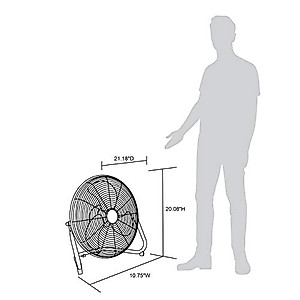 NewAir Floor Fan, 18" High Velocity Industrial Portable Shop Fan with 3 Speed Settings, WindPro18F,Black